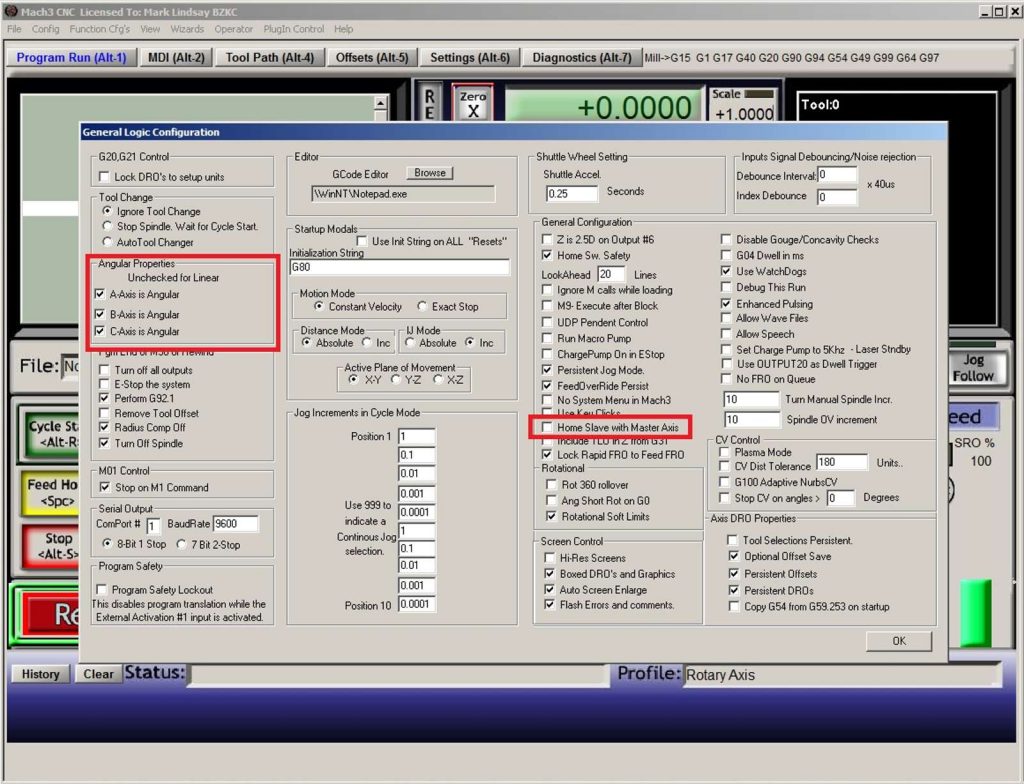 Mach3 Settings for the Rotary Axis - Mark Lindsay CNC